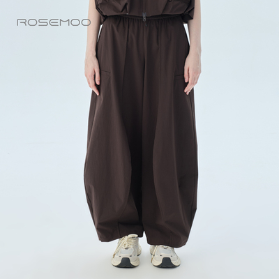 容子木ROSEMOO26夏商场同款微皱轻薄宽松松紧腰长裤RWM3KP037T