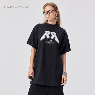ROSEMOO/容子木25夏【商场同款】棉感亲肤小高领大T恤RSS2LC270B