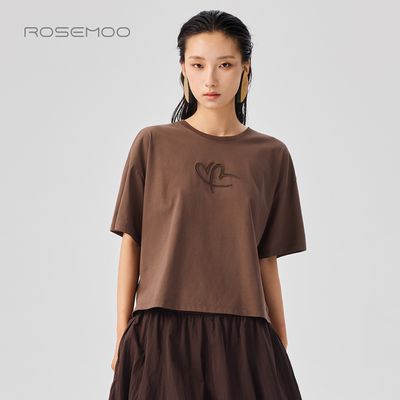ROSEMOO/容子木26夏【商场同款】亲肤棉感针织绣花T恤RWM2TC314C