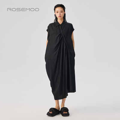 容子木ROSEMOO26夏【商场同款】不对称门襟捏褶连衣裙RWM2LP308C