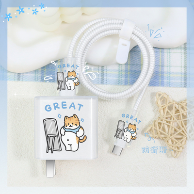 充电器数据线保护套透明印花新款