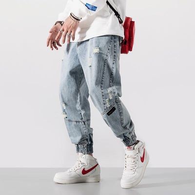 Jeans for Men Spring Autumn Korean Streetwear Hip Hop 2021