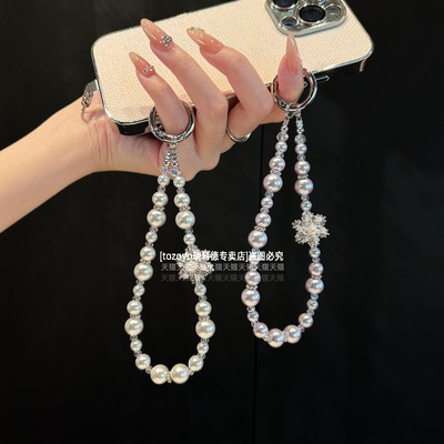 超好看冬天闪钻雪花挂饰吊坠珍珠