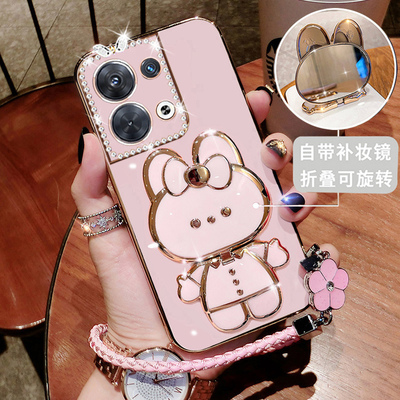 opporeno8全包镶钻带镜子新款