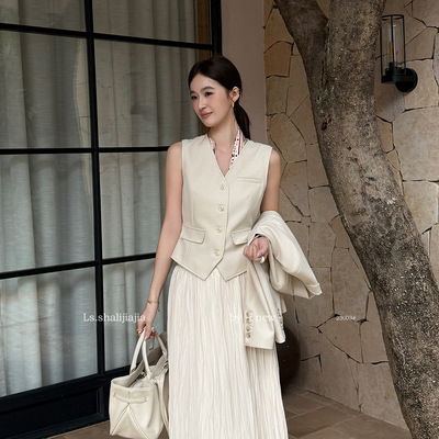 LS 时尚通勤v领西装背心马甲女 广州十三行2026早春新品女装23003