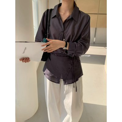 VIVIS TYPE-春上新天蚕丝法式极简衬衫(配可拆卸屁帘)