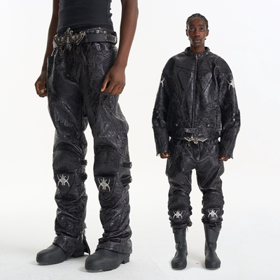 BLINDNOPLANX OSBATT26SS拼接刺绣机车皮裤