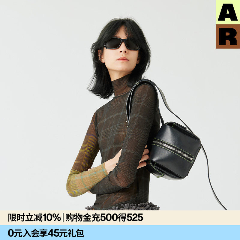 AR高颜值网纱打底衫中高领修身长袖高级感2026新款AlmondRocks