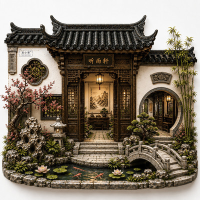 【古建园林听雨轩】树脂冰箱贴