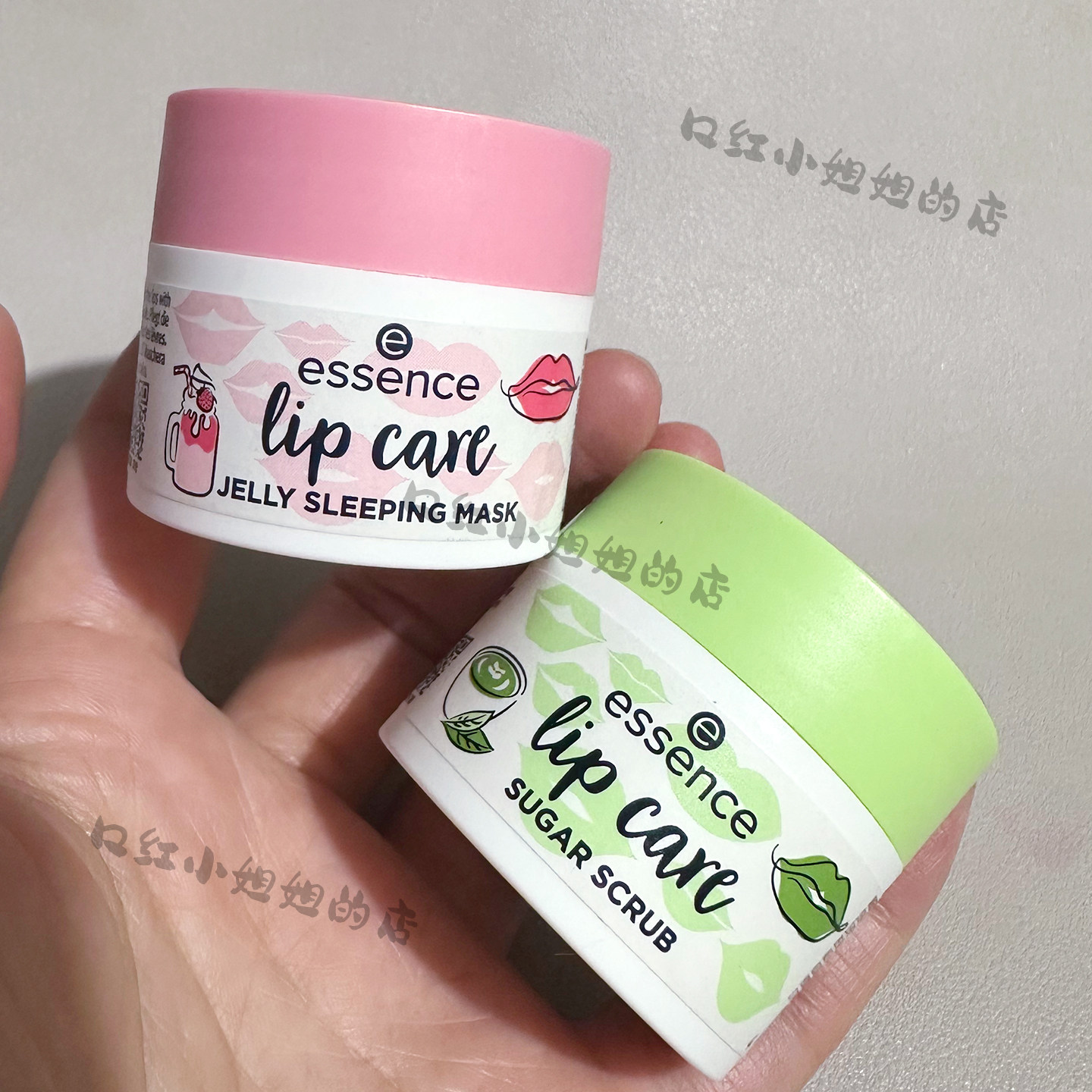 现货Essence草莓味睡眠唇膜唇膏8g滋润抹茶味唇部磨砂膏9g