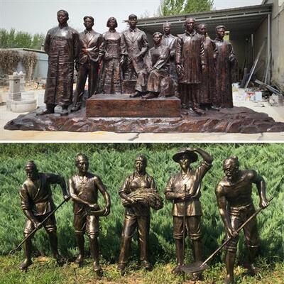 玻璃钢仿铜人物雕塑农耕文化名人胸像铸铜定制民俗小品铜人摆件