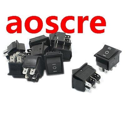 10 Pcs AC 250V 16A 125V 20A Black Button 6 Pin ON-OFF-ON DPD