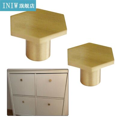 Gold Brass Hexagon Knobs Cabinet Door Handle Dresser Drawer