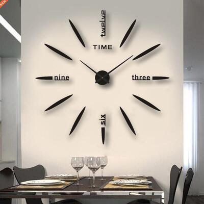 3D Wall Clock Modern Design DIY Acrylic Mirror Sticker Quart