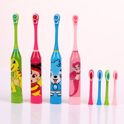 Electric Toothbrush Kids Cartoon Children for with 2pcs Head