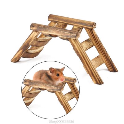 Pet Hamster Mouse Bird Wooden Bridge Climbing Ladder Exercis