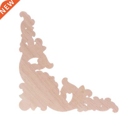 4pcs/set Wood Carved Corner Onlay Applique Unpainted Frame