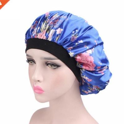 Unisex Adults Satin Hair cap Nightcap Wide-brimmed Floral Sl