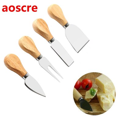 4pcs set Knives Bard Set Oak bamboo wood Handle Cheese Knife