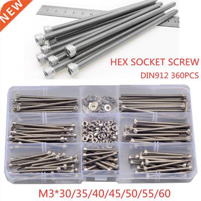 360PCS Hex Hexagon Socket Cap Head Screws Set Stainless Stee