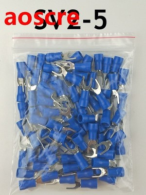 100PCS/Pack SV2-5 Blue Furcate Insulated Wiring Terminals Ca