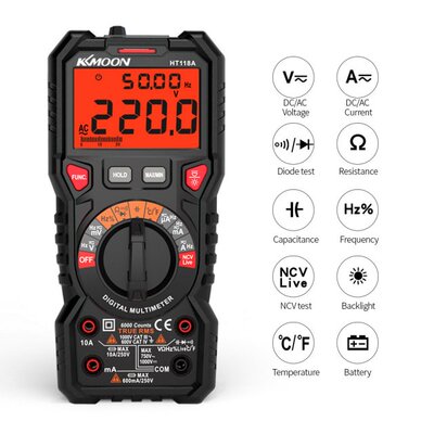 HT118A Multifunctional Digital Multimeter 6000 Counts True R