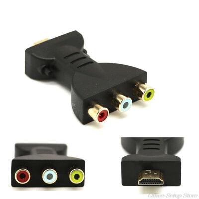 Black Composite AV Audio Video Adapter Converter HDMI-compat