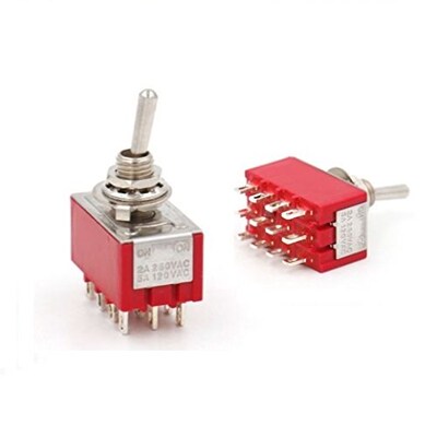 2 Pcs AC 250V 2A 120V 5A 12 Pin 4PDT MTS-402 ON/ON  MTS-403