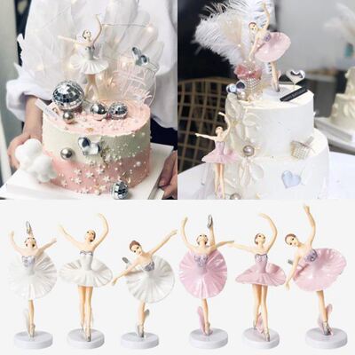3pc Ballet Girls Cake Topper Dancing Girl Doll Decor Wedding
