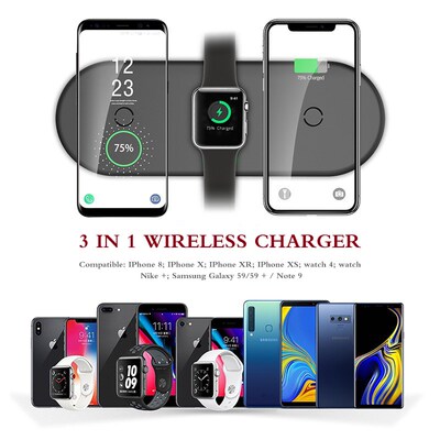 15W  Charging Pad 3 In 1 Wireless Charger Holder Earphon