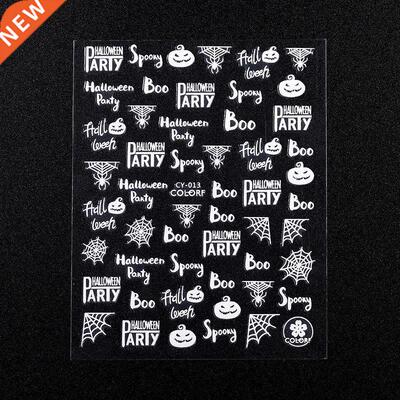 1 Sheets 3D Nail er Festive Glow Nail Art ers Halloween Bat