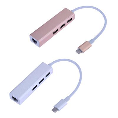 USB 3.1 Type-C to 3x USB 3.0 HUB with RJ45 Gigabit Ethernet