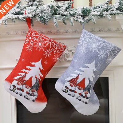 Christmas Stocking Snowflake Swedish Gnome Xmas Socks Hangin