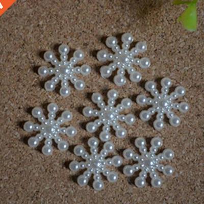 100Pcs Snowflake Artificial Flatback Pearl Christmas Card Ma