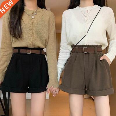 Shorts Women Loose Elastic Waist Solid ndy Korean Style Fema