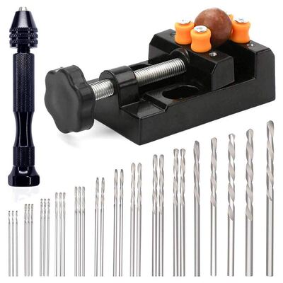 32Pcs Pin Drill Set, Universal Multiple Size Pin Vice With A