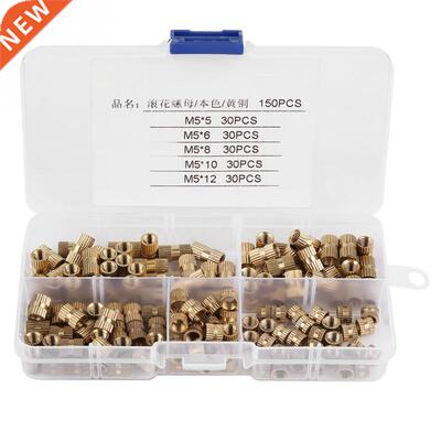 150Pcs M5 Brass Cylnder Knurled Nuts Threaded nsert Nuts E