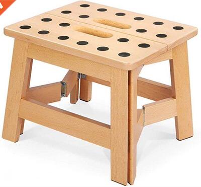 Foldable Non-Slp Wooden Step Stool Portable Foldng Chld C