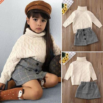 Toddler Baby Girls Winter Clothes Knitted Sweater Tops+Skirt