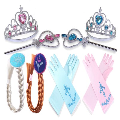 Elsa Anna Girls Princess Crown Kids Cosplay Wig Party Acces