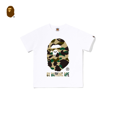 BAPE迷彩猿人字母印花短袖T恤