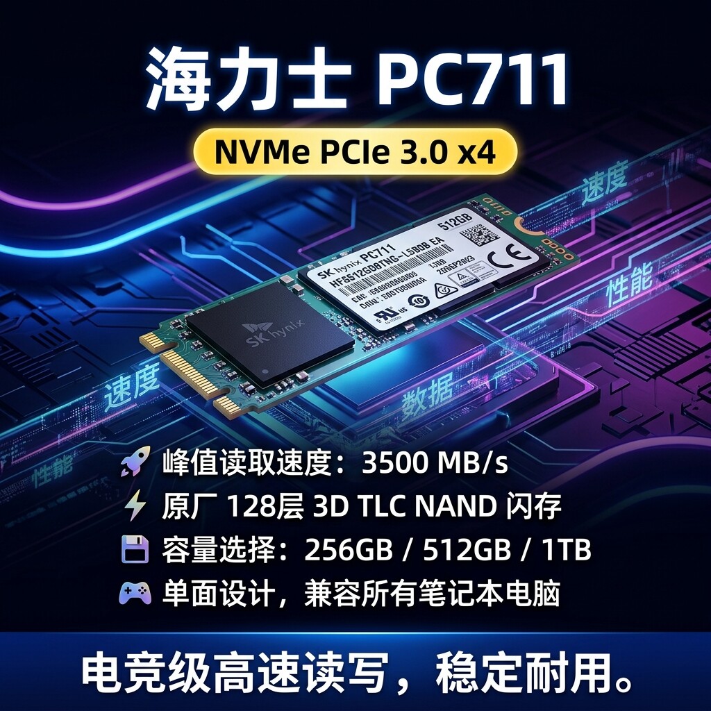 SK海力士PC711固态硬盘NVMe PCIe3.0×4电竞级高速读写稳定耐用