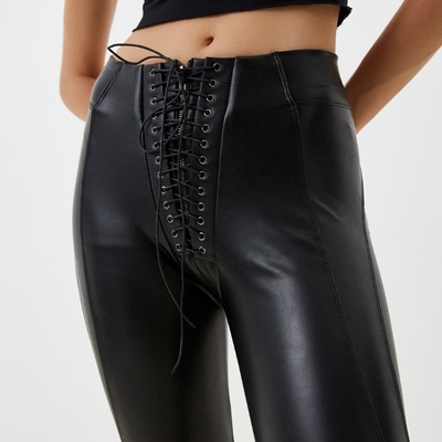 ZASUWA时尚轻朋克风黑色紧身裤