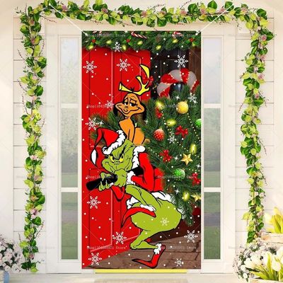 Christmas Green Hair Monster Door Cover Background Cloth Ban