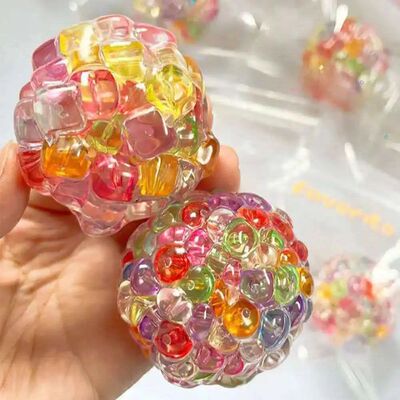 Fidget Ice Cube Colored Beads Squeeze Squishy Balls Hand Exe