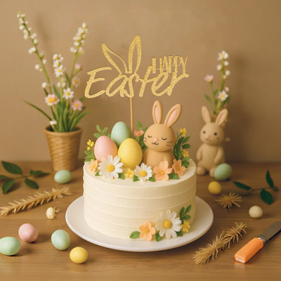 Easter Decoration Egg Cake Props Bunny Alphabet Plug-in Fami