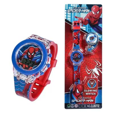 Flash Light Spiderman Kids Watches For Boys Cartoon shark  C