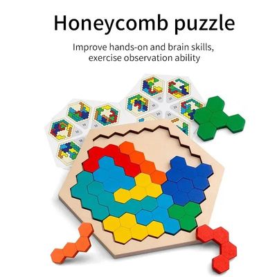 3D Hexagonal Wooden Puzzles Educational Toys For Children Ki