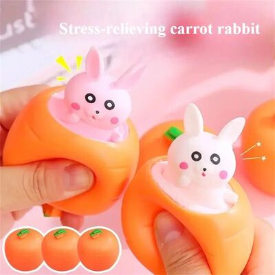 Squeeze Toys Carrot Rabbit Fidget Toys Pop Up Squishy Rabbit