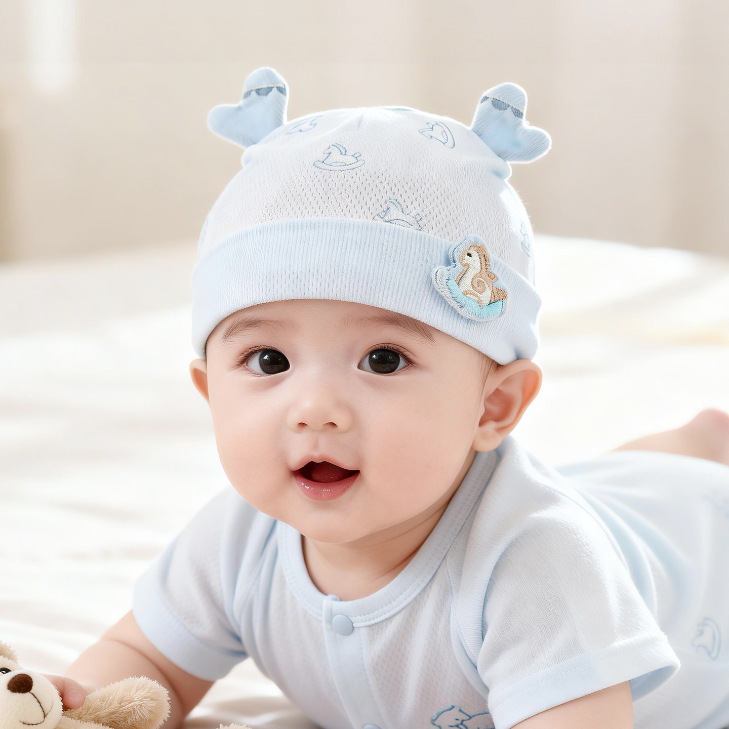 婴儿帽子夏季薄款宝宝胎帽男护囟门帽婴幼儿新生儿女初生儿新款小